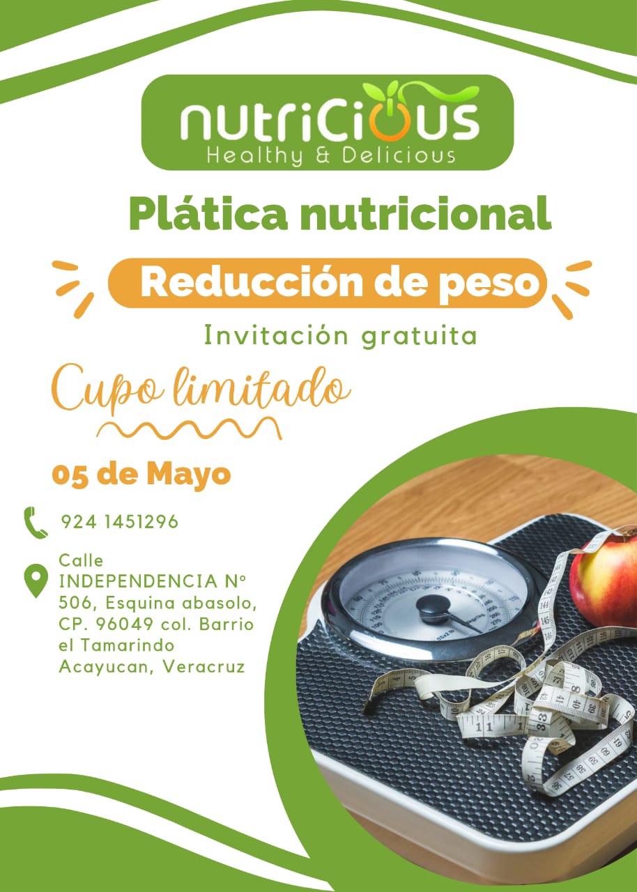 Plática nutricional sobre «Reducción de peso» – NutriCious